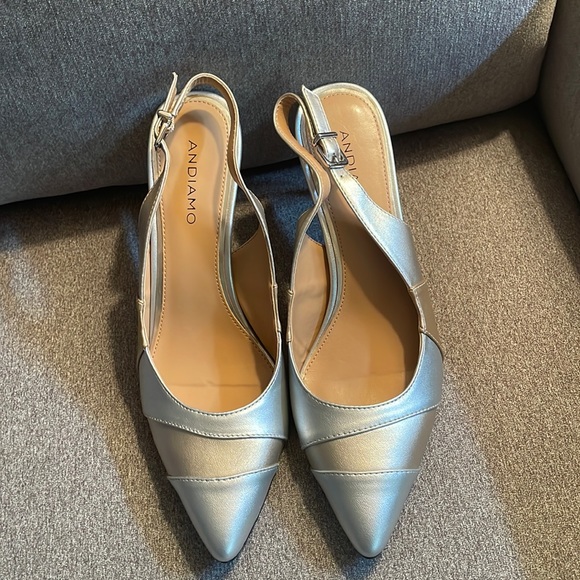 Andiamo | Shoes | Gold And Silver 3 Inch Sling Back Pointed Toe High ...
